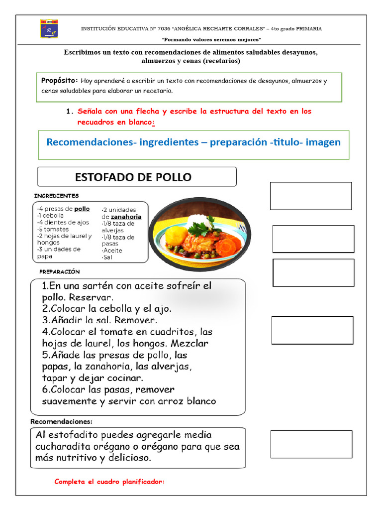 Ficha Comu Texto Recomendaciones de Recetas | PDF
