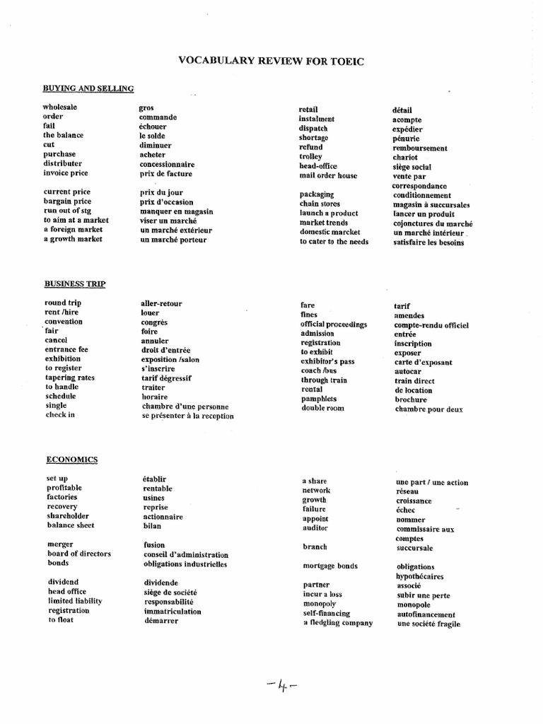 Vocabulary Review Toeic | PDF