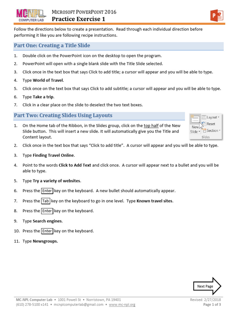 PowerPoint Practice Exercise 1 Instructions | PDF | Computer Keyboard ...