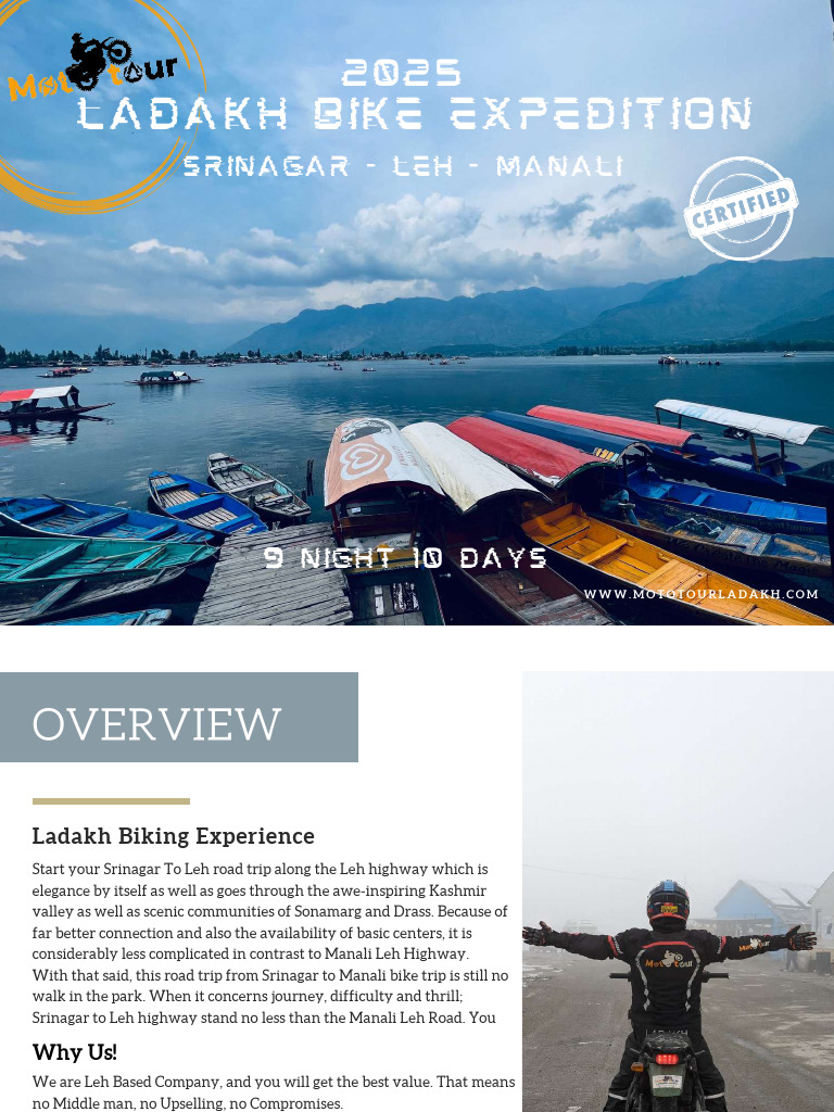 Srinagar-Leh-Manali 10 Day Bike | PDF