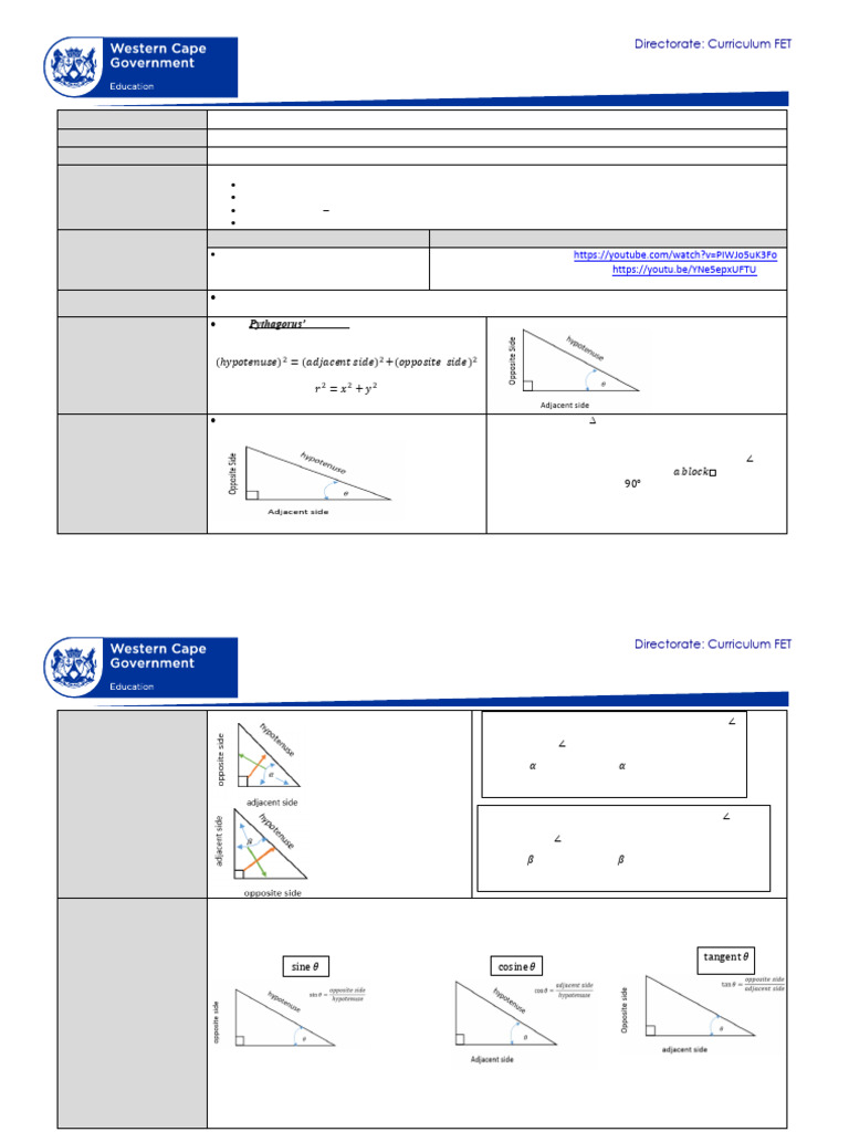 Mathematics Grade 10 Term 3 Week 5 - 2020 | PDF | Trigonometry ...