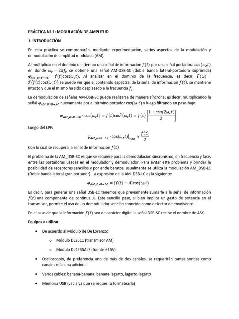 P1 Modulación de Amplitud | PDF | Modulación | Electrónica