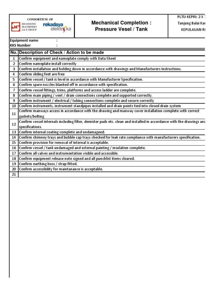 Mechanical Completion | PDF | Bearing (Mechanical) | Mechanical Fan
