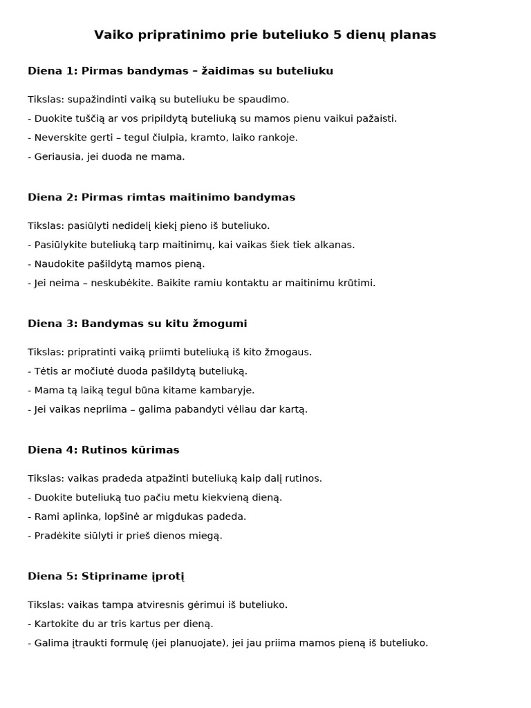 Buteliuko Pripratinimo Planas | PDF