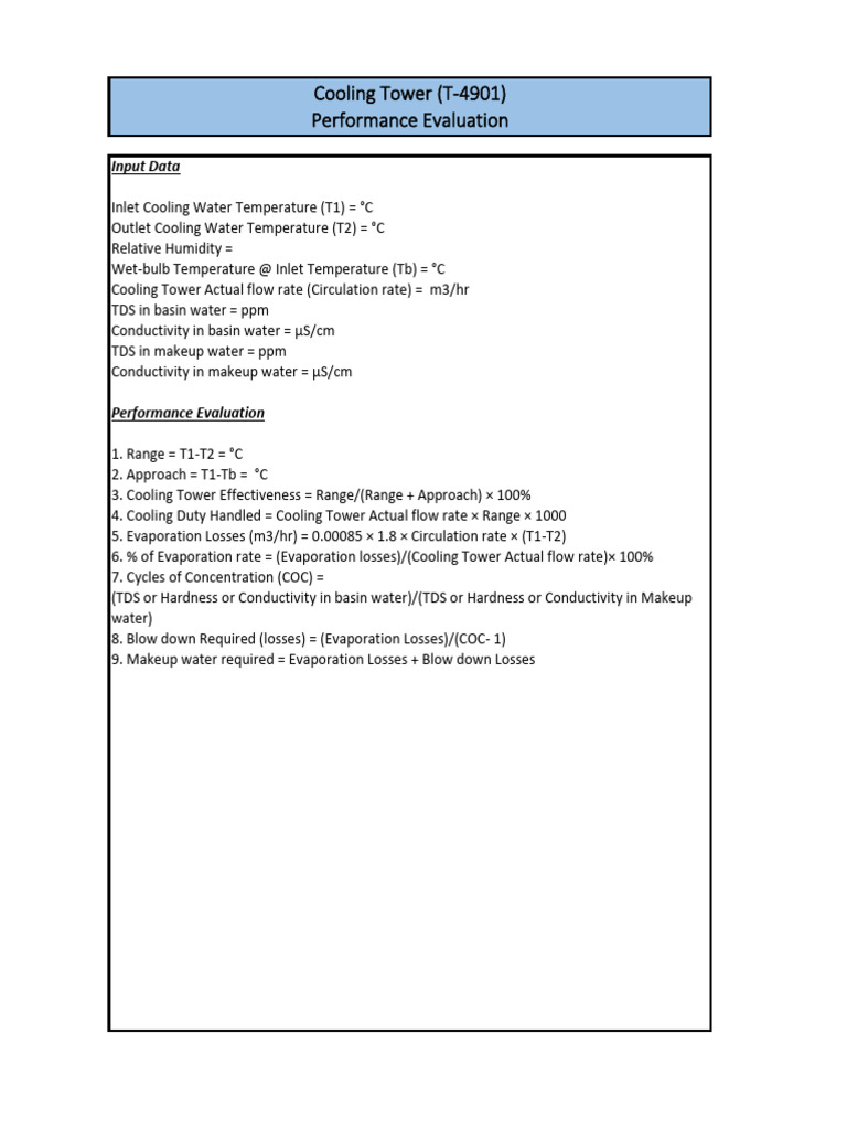 Cooling Tower Performance Metrics | PDF