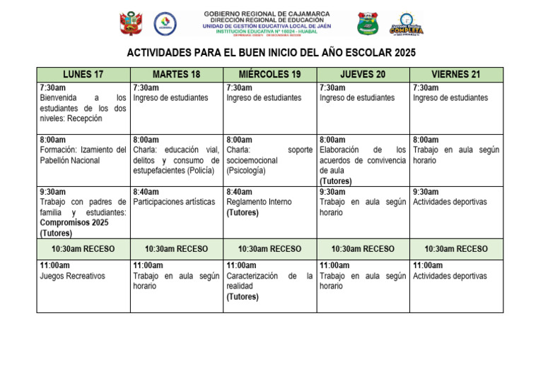 4. Actividades de Bienvenida de La Primera Semana Escolar | PDF