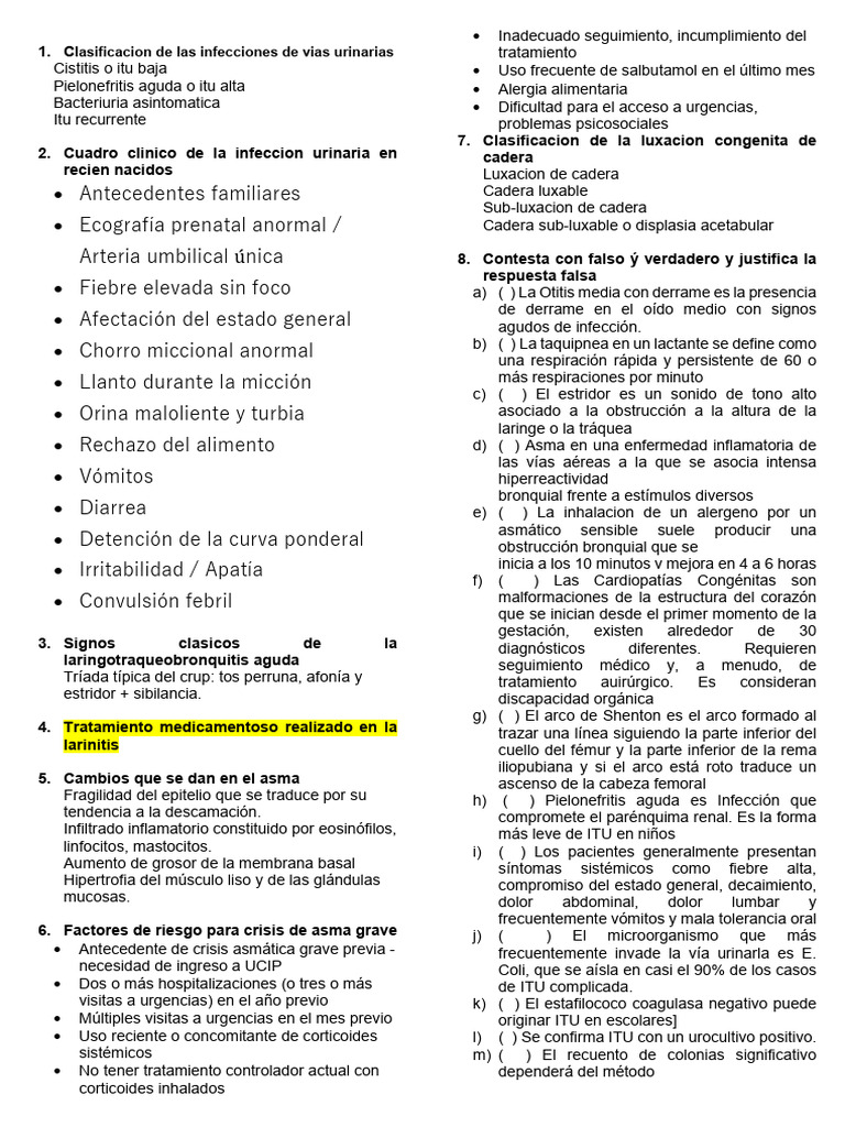 Ped Final T | PDF | Infección del tracto urinario | Asma