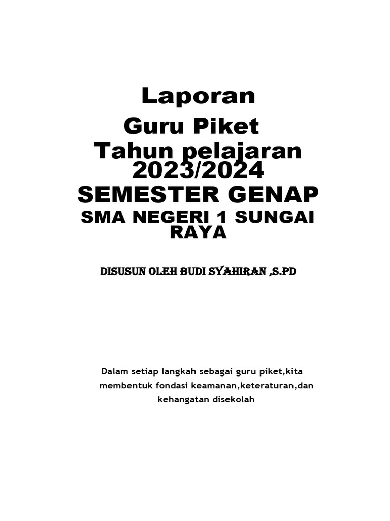 Laporan Piket Budi 2024 | PDF