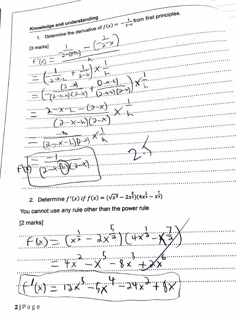 Derivative and Tangent Line Calculations | PDF