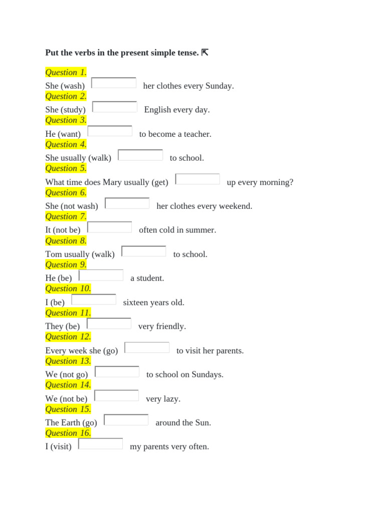 Present Simple Homework Date 10.05 | PDF