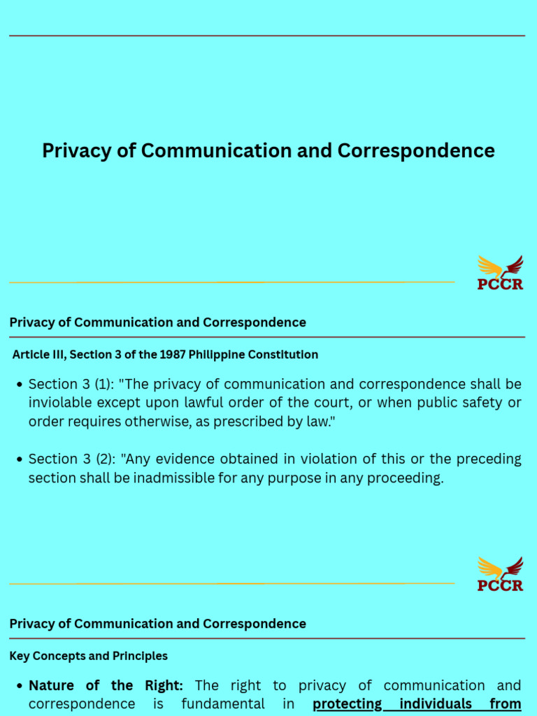 Privacy of Comm. and Corres. | PDF | Privacy | Right To Privacy