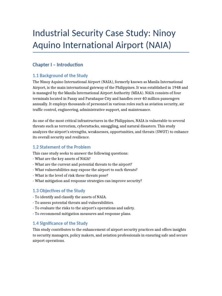 Industrial Security Case Study: Ninoy Aquino International Airport (NAIA) | PDF