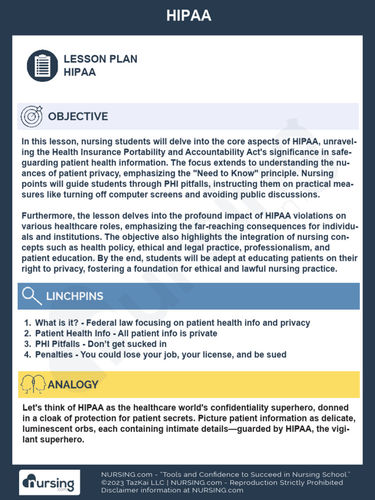 HIPAA Lesson-Plan Educators | PDF | Health Insurance Portability And ...
