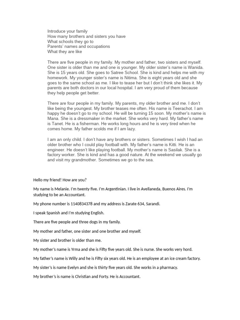 Introduce Your Family | PDF