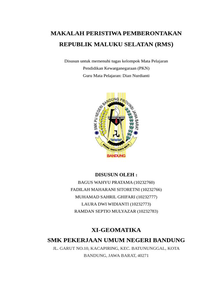 Latar Belakang Pemberontakan RMS | PDF
