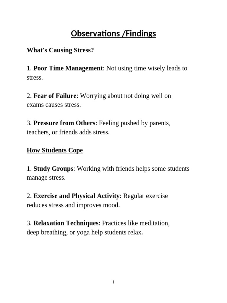 Observations and Findings Edited | PDF