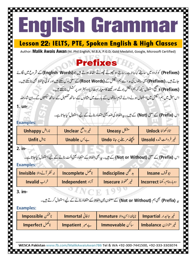 Lesson 22 (Prefixes) | PDF