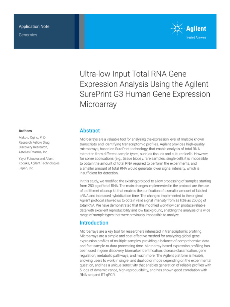 Gene Expression Analysis App Note 1.8 | PDF | Dna Microarray | Gene Expression