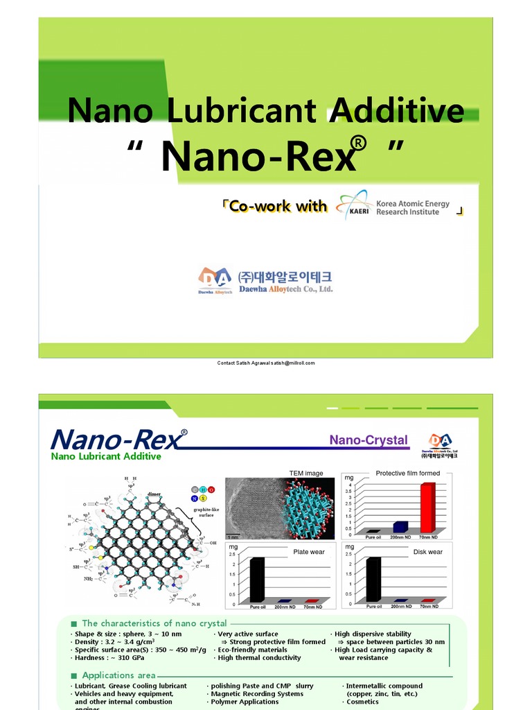 NANO-REX Lubricant Additive | PDF | Lubricant | Wear
