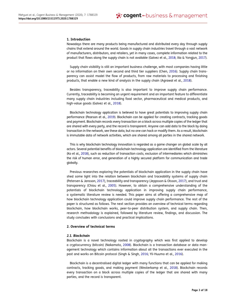 Mapping The Potentials of Blockchain in Improving Supply Chain Performance - 4 | PDF | Supply ...