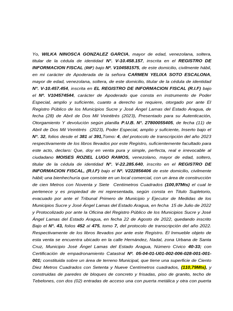 Compra Venta Con Poder Moises Lugo | PDF