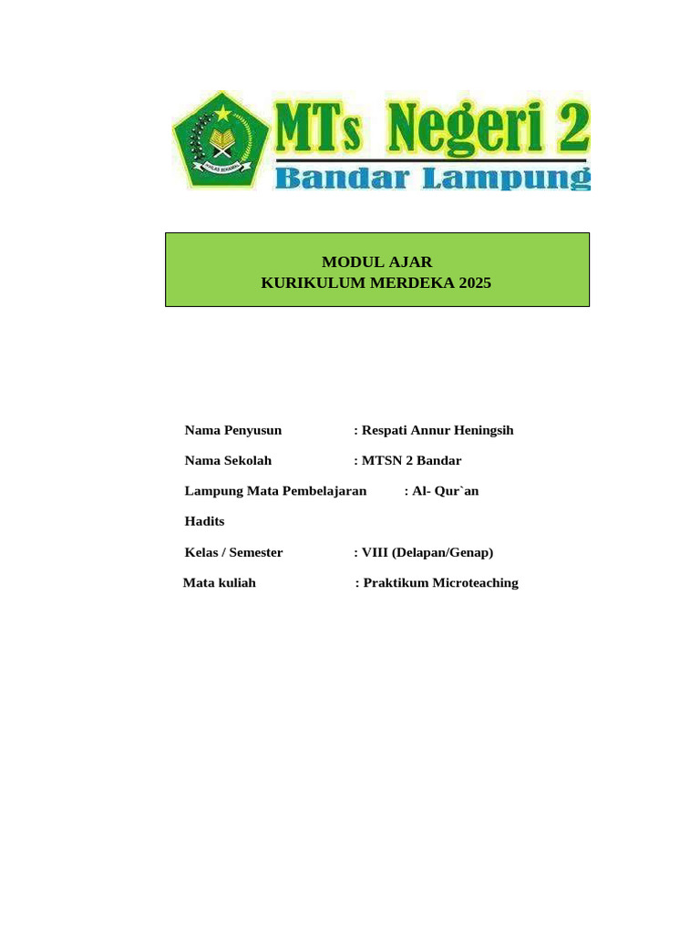 Modul Ajar Microteaching Respati Annur Heningsih Pdf
