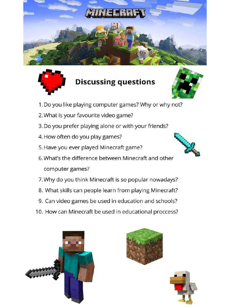 Minecraft Discussing Questions For Kids | PDF
