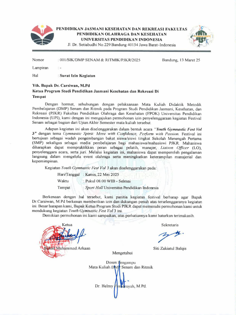 (SCAN) Surat Izin Kegiatan Kaprodi | PDF