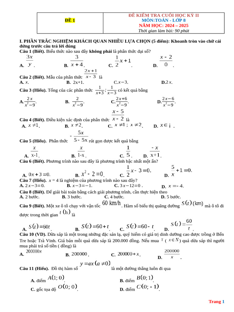 Bo 15 de Kiem Tra Cuoi HK2 Toan 8 CTM 2025 | PDF