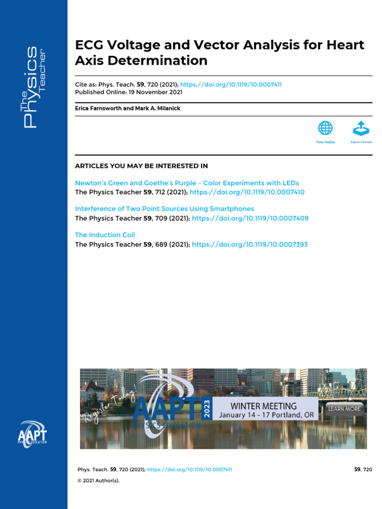 ECG Voltage and Vector Analysis For Heart Axis Determination | PDF ...