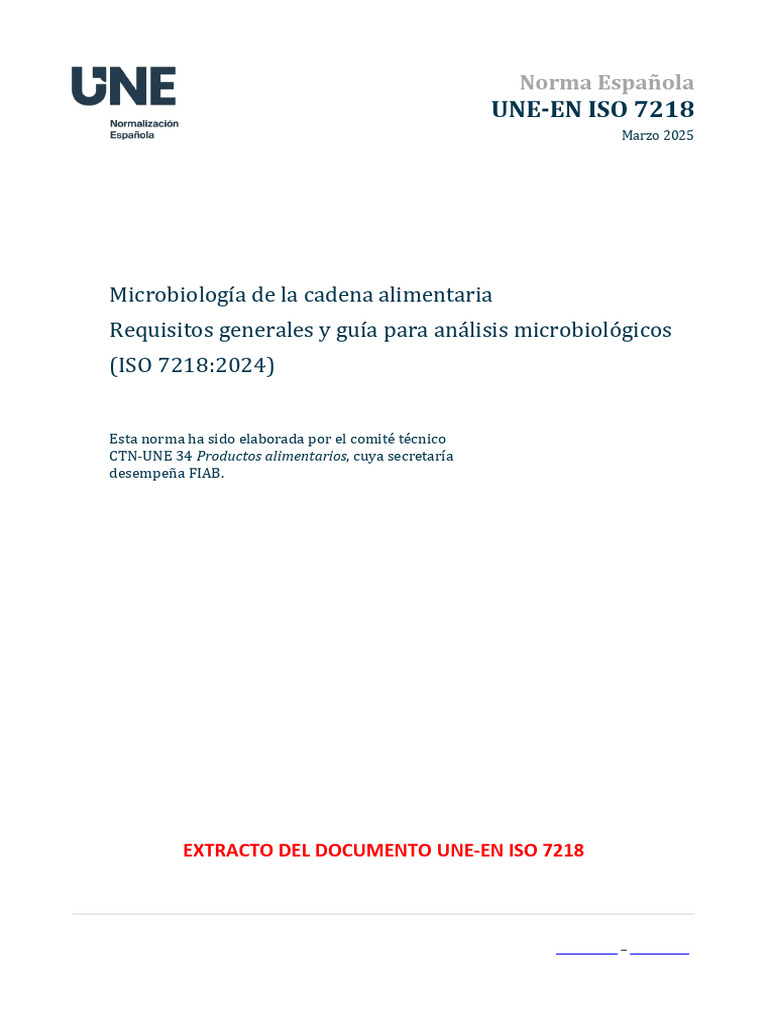 (Ex) Une-En Iso 7218 2025 | PDF | Organización internacional para la estandarización | Laboratorios