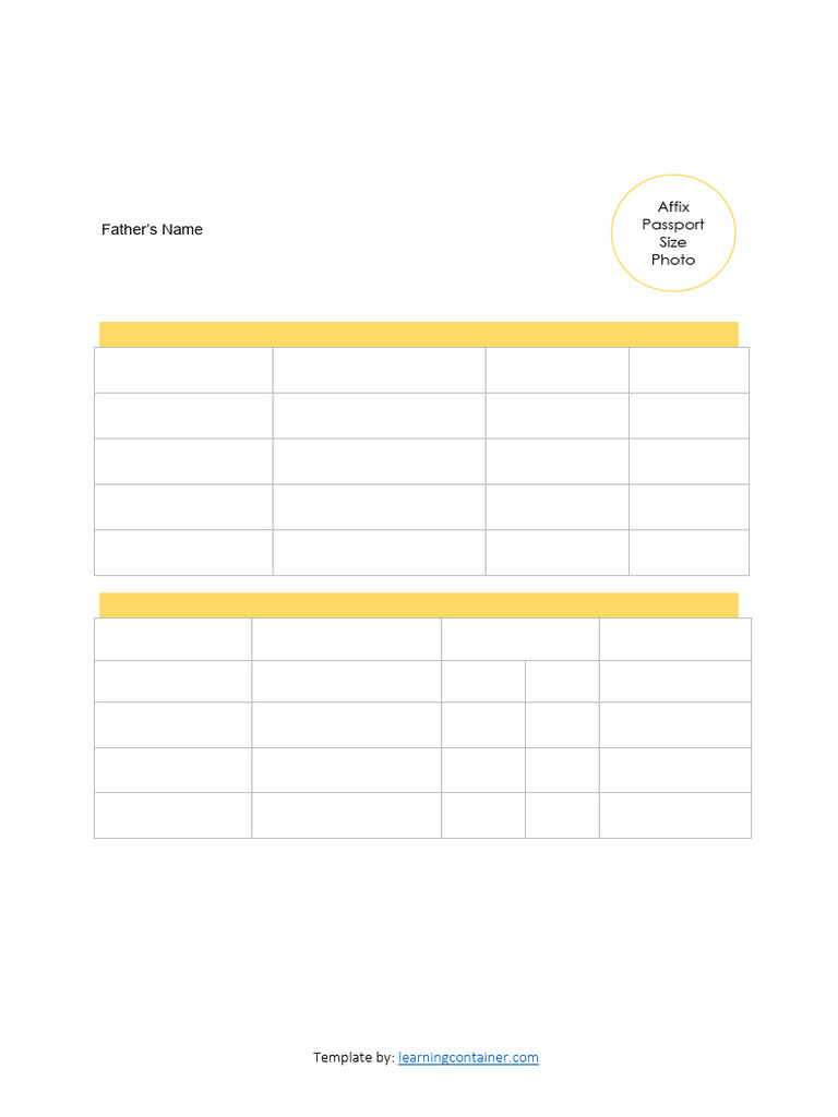 Bio Data Format Template | PDF