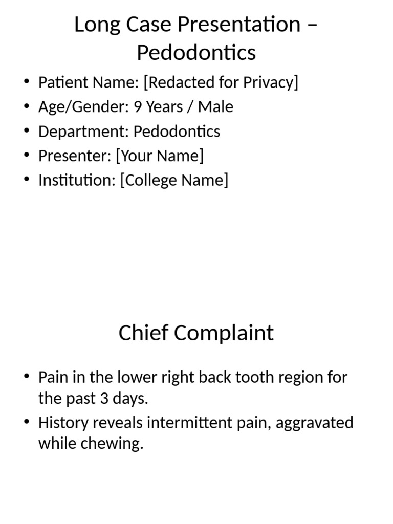 Pedodontics Long Case Presentation | PDF | Human Tooth | Mouth