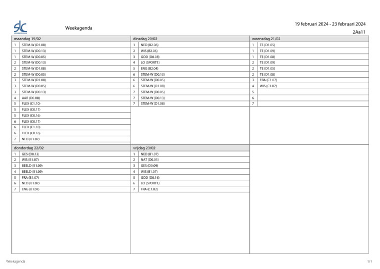 Weekagenda | PDF