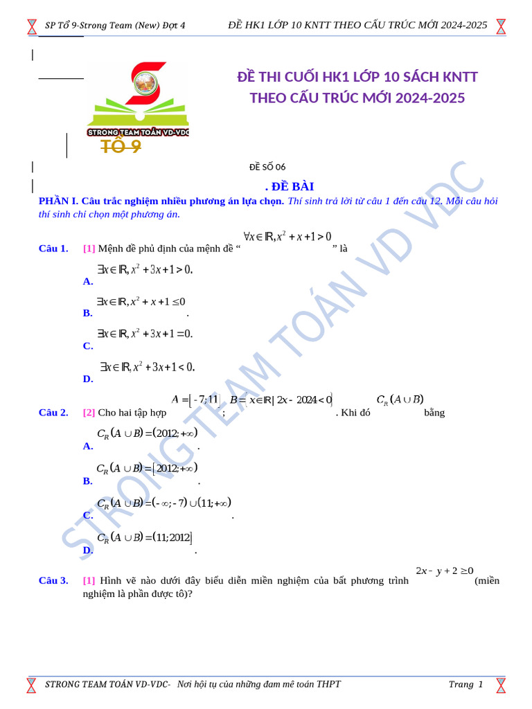 Tổ 9-Đợt 4-Đề 6-Đề Cuối Hk 1 Lớp 10 Kntt Theo Ctm | PDF