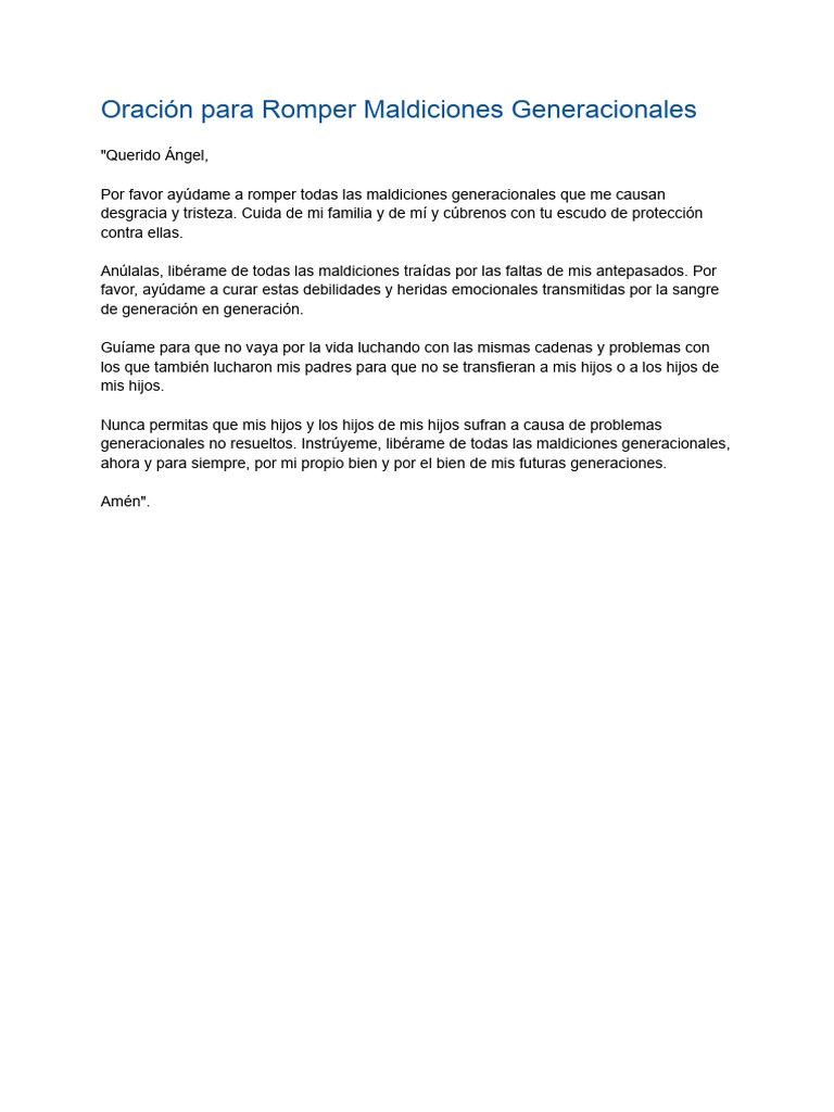 Oración para Rompiera Maldiciones | PDF