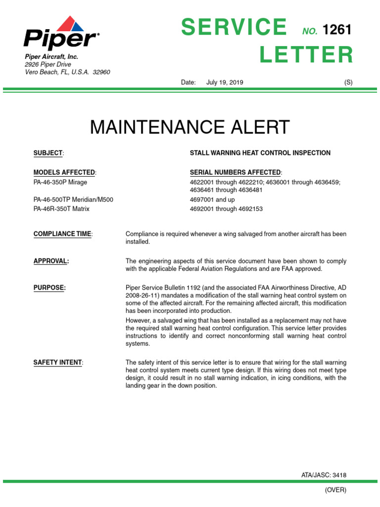 FAA 2020 0830 0004 - Attachment - 1 | PDF | Aerospace | Aircraft