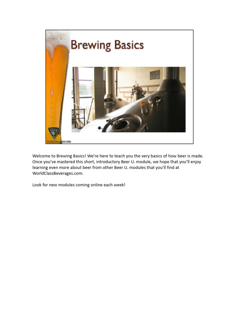 Article 2 Brewing Process Summary PDF Handout | PDF | Brewing | Beer