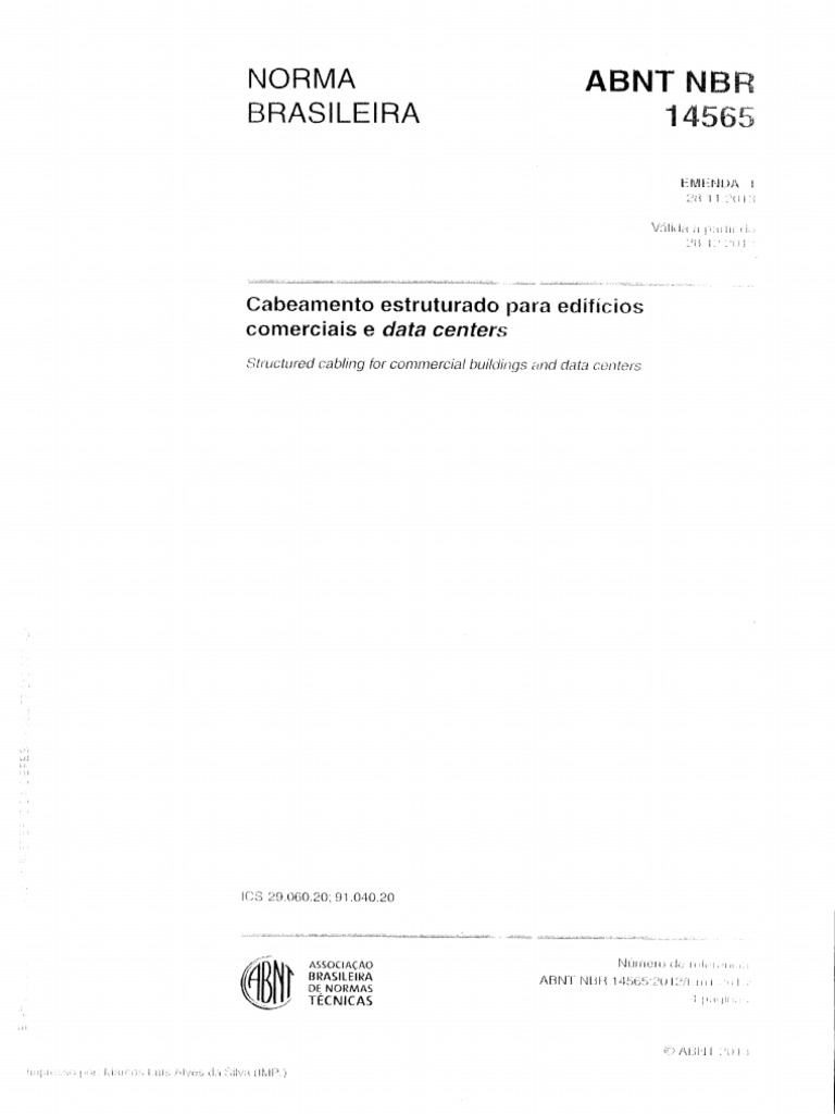 NBR 14565 - Cabeamento Estruturado para Edifícios Comerciais e Data ...