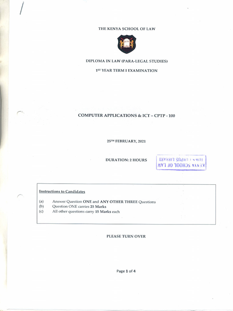 Computer Applications PTP 100 From 2021 To 2024 | PDF