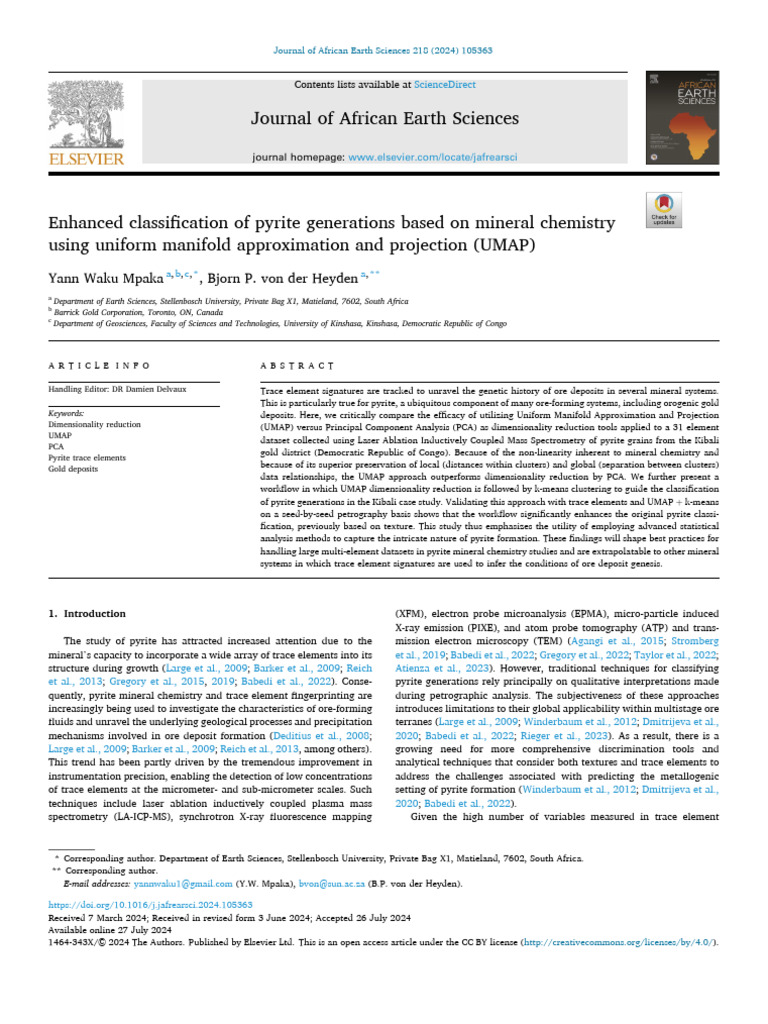 Enhanced Classification of Pyrite Generations Based On Mineral ...