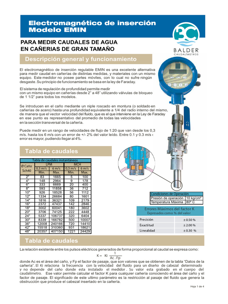 Caudalímetro Electromagnético Insercion | PDF | Medición de flujo | Mecánica de Medios Continuos