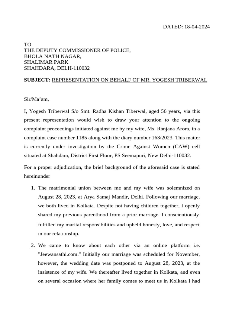 Legal Representation Request by Yogesh Triberwal | PDF | Justice ...