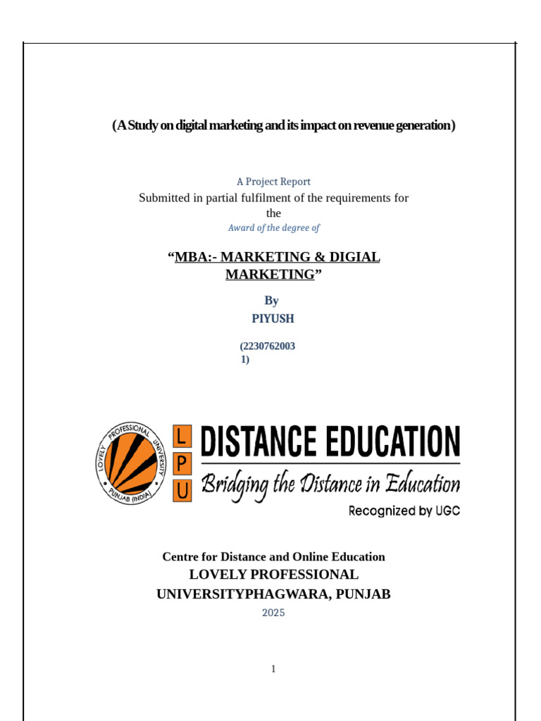 Capstone Project Sahil Gupta | PDF | Digital Marketing | Advertising