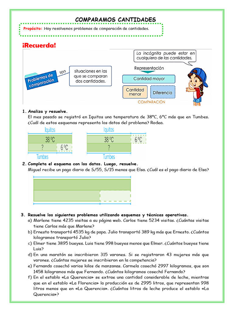 Ficha-Mierc-Mat-Comparamos Cantidades | PDF