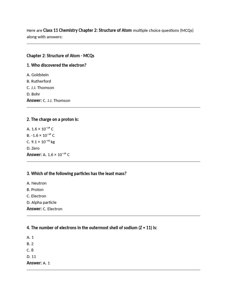 Class 11 Chemistry Chapter 2 | PDF