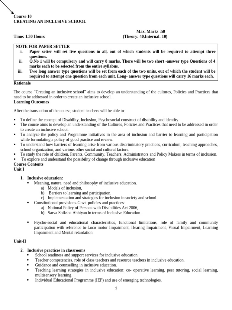 Creating An Inclusive School | PDF | Visual Impairment | Hearing Loss