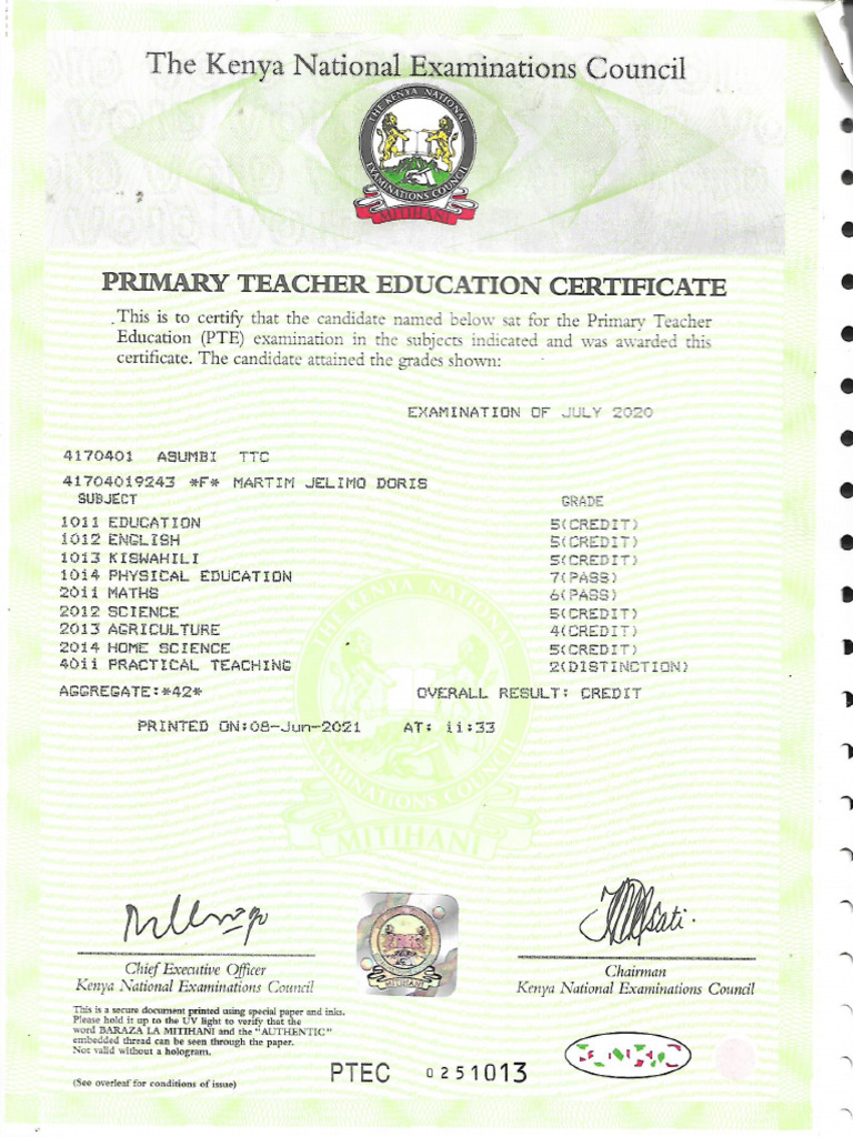 Primary Teacher Education Certificate | PDF