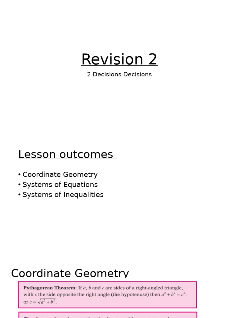Coordinate Geometry and Algebra Review | PDF | Equations | Analytic ...