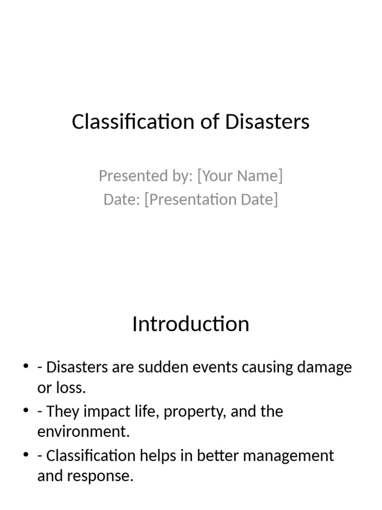 Classification of Disasters Presentation | PDF